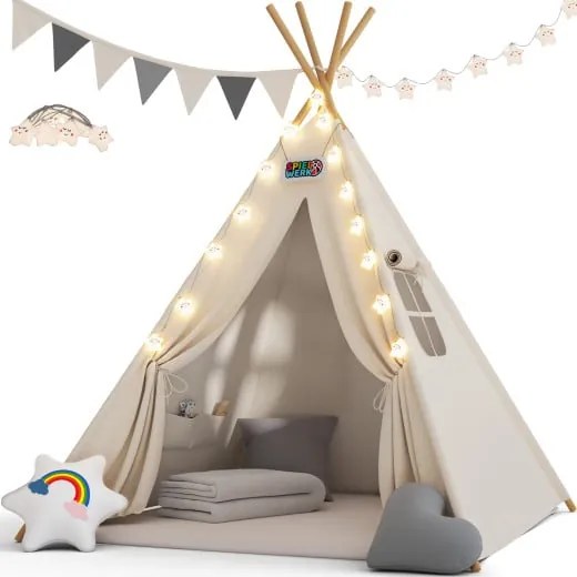 Deuba Dětský stan Teepee 160x130x130cm - bílý