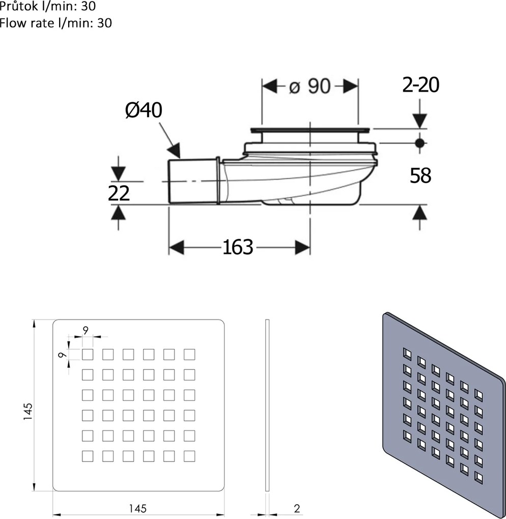 Polysan sifon vaničkový 90 černá 17751 Koupelny Bernold