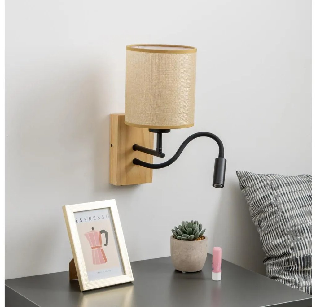 Brilagi - LED Nástěnná lampa NUBILA WOOD 1xE27/25W/230V +LED/3W dub/světle hnědá Biano.cz