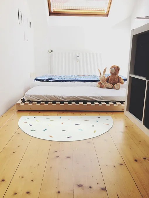 Koberec LIMA M039A krémový / modrý půlkruh