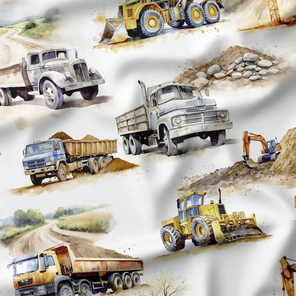 Perkálový bavlněný povlak na polštář Stavební stroje Velikost: 70 x 90