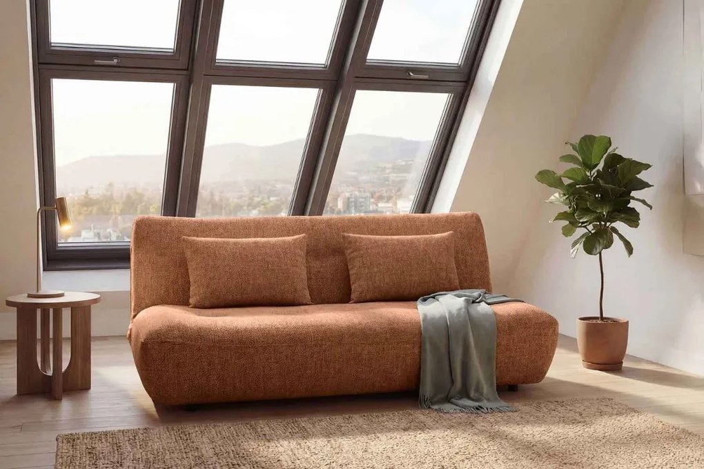 Designová rozkládací pohovka Litonya 200 cm rezavě-hnědá