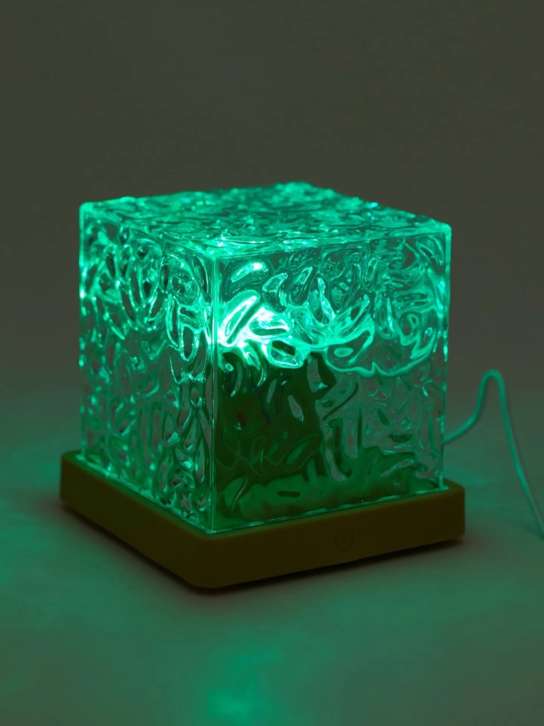 Sinsay - RGB LED dekorativní stolní lampa ve tvaru kostky s efektem tekoucí vody - clear