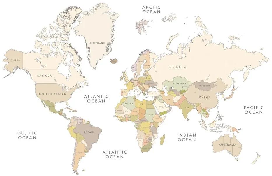 Tapeta mapa sveta s vintage prvkami - 300x200 cm