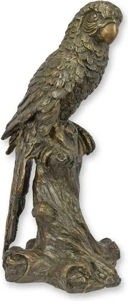 Bronzová socha Ara – exotický papoušek