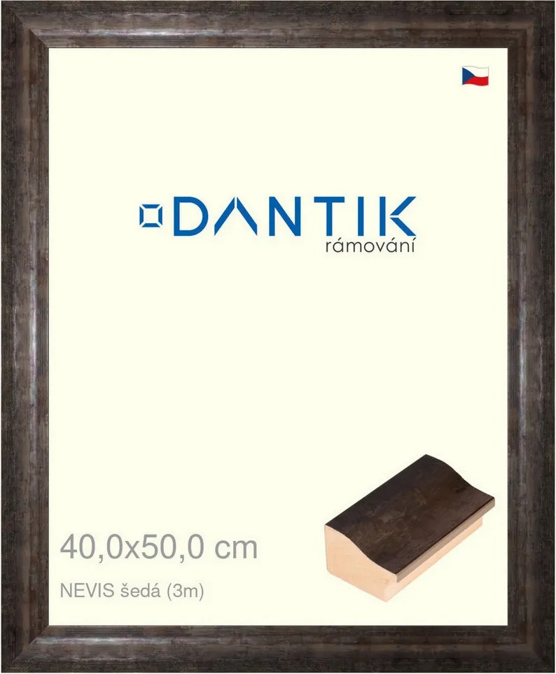 DANTIK rámeček 40x50 | NEVIS šedá (Plexi Čiré)