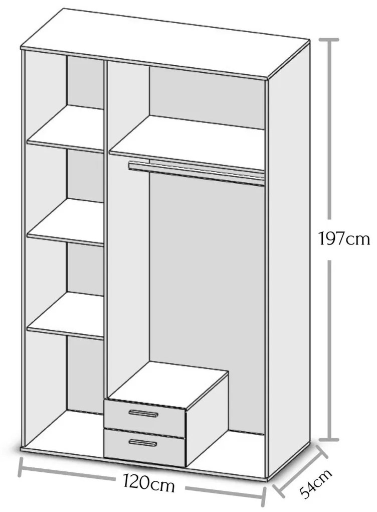Šatní skříň Chicago, 120 cm, dub artisan/antracit