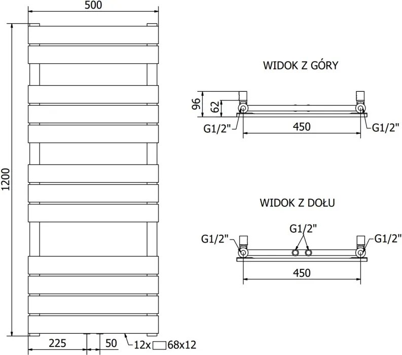 Mexen Ceres elektrický radiátor 1200 x 500 mm, 600 W, černý - W111-1200-500-2600-70