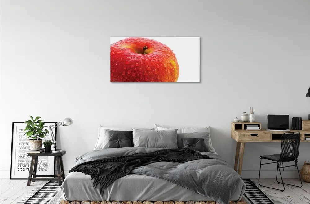 Obrazy na plátně Kapičky vody na jablko 100x50 cm