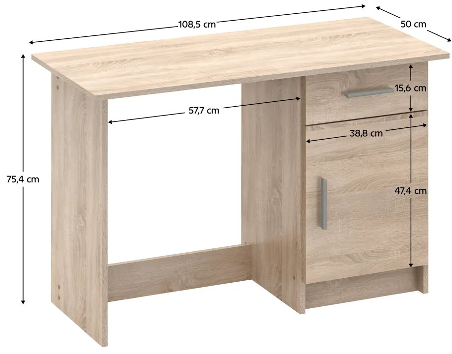 Kondela Univerzální PC stůl, dub sonoma, SIRISS NEW