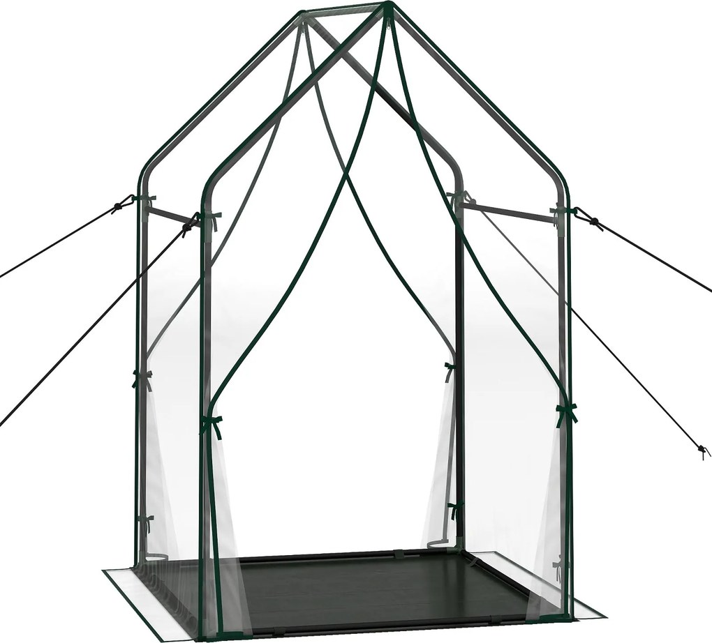Costway Fóliový mini skleník se 2 rolovacími dveřmi, 90,5 × 90,5 × 152,5 cm