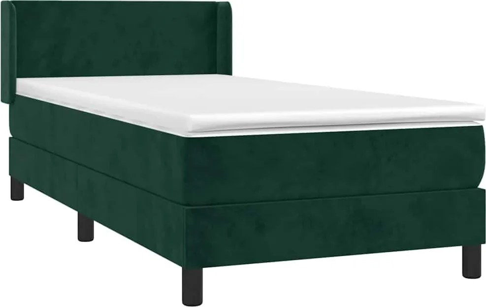 Box spring postel s matrací tmavě zelená 90x190 cm samet 3130814