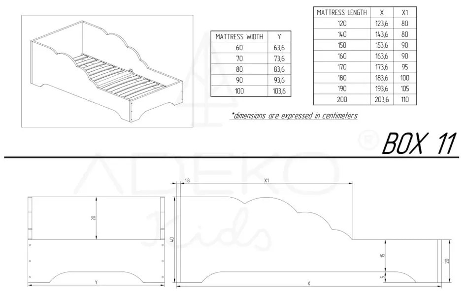 Dětská postel z borovicového dřeva 70x140 cm Box 11 - Adeko