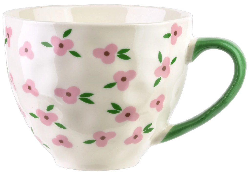 Porcelánový hrnek FLORELLA 400 ml růžovo-bílý