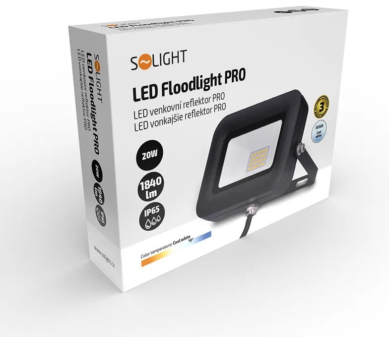 Solight LED reflektor PRO, 20W, 1840lm, 5000K, IP65