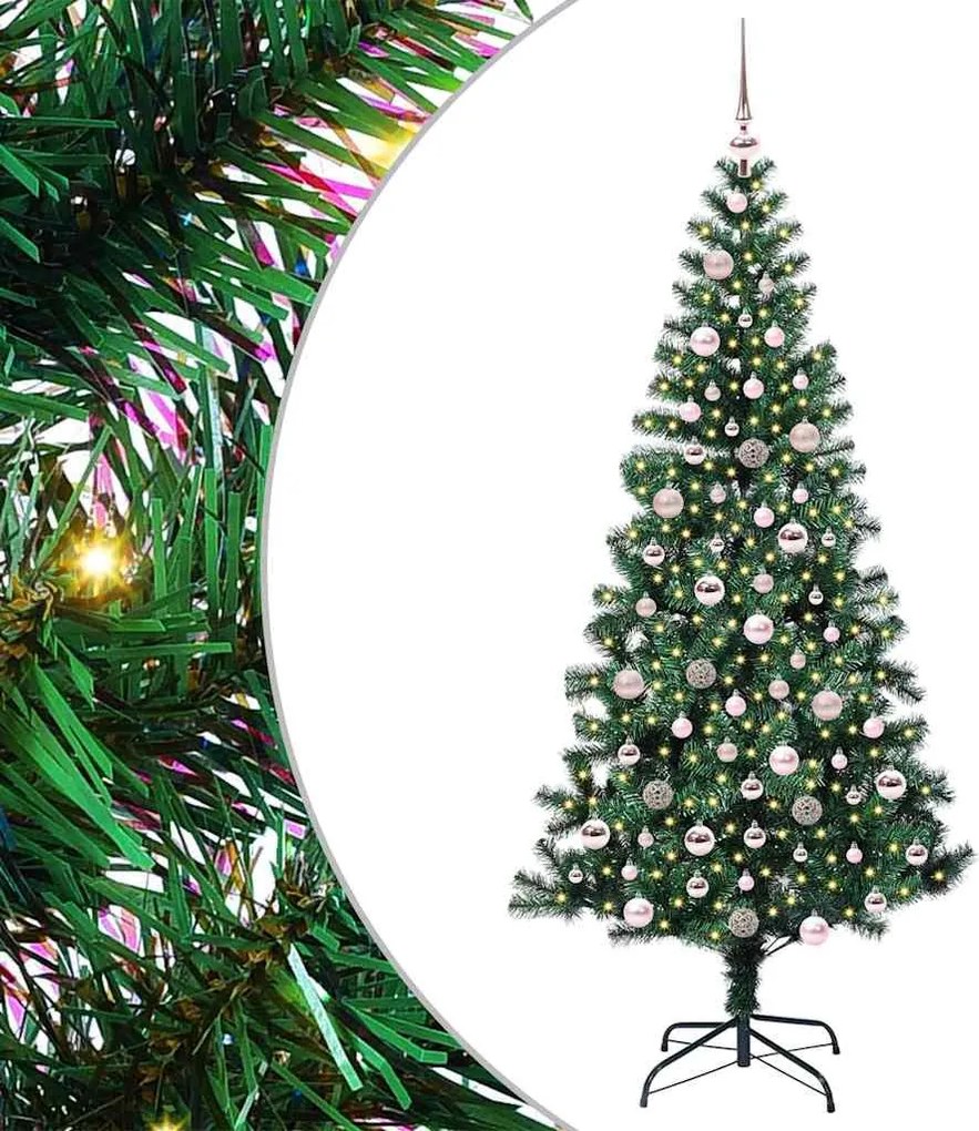 Umělý osvětlený vánoční stromeček Zelená 210 cm PVC a kov 3396777