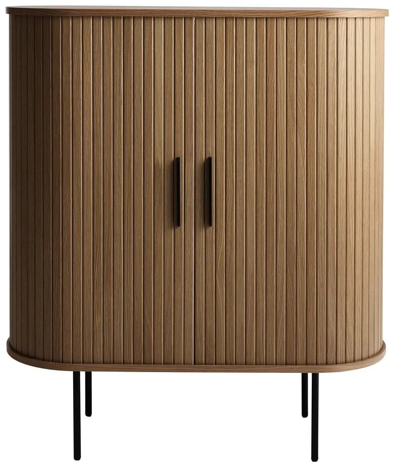 Hnědá vinotéka v dekoru dubu s posuvnými dveřmi 100x118x40 cm Nola – Unique Furniture