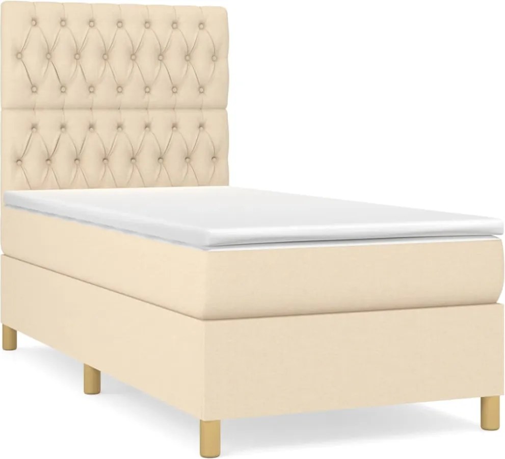 Box spring postel s matrací krémová 100 x 200 cm textil 3142558
