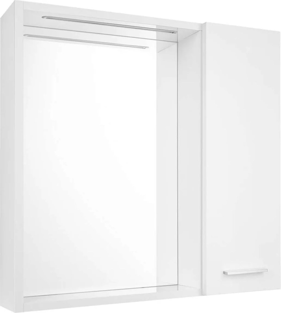 Aqualine Zoja - Zrcadlová skříňka s LED osvětlením, 60x60x14 cm, 1 dvířka, pravá, bílá 45022S