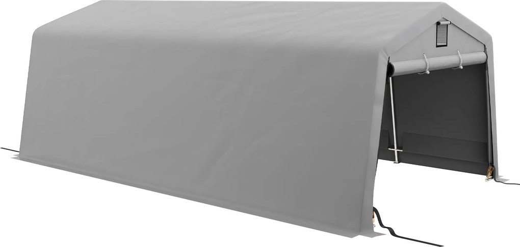 Outsunny Stan pro parkování Autosunny 6,2L x 3,3W x 2,4H m, robustní pozinkovaná ocel, vysokohustotní PE 150 g/m², voděodolný, anti-UV, světle šedý, …