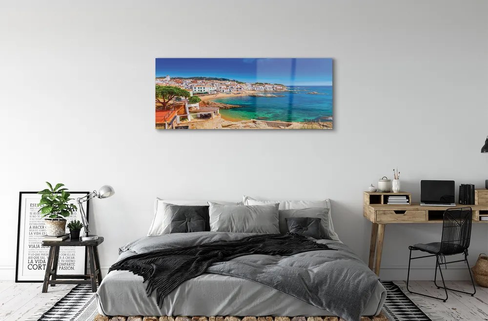 akrylový obraz Španělsko coast beach city 120x60 cm