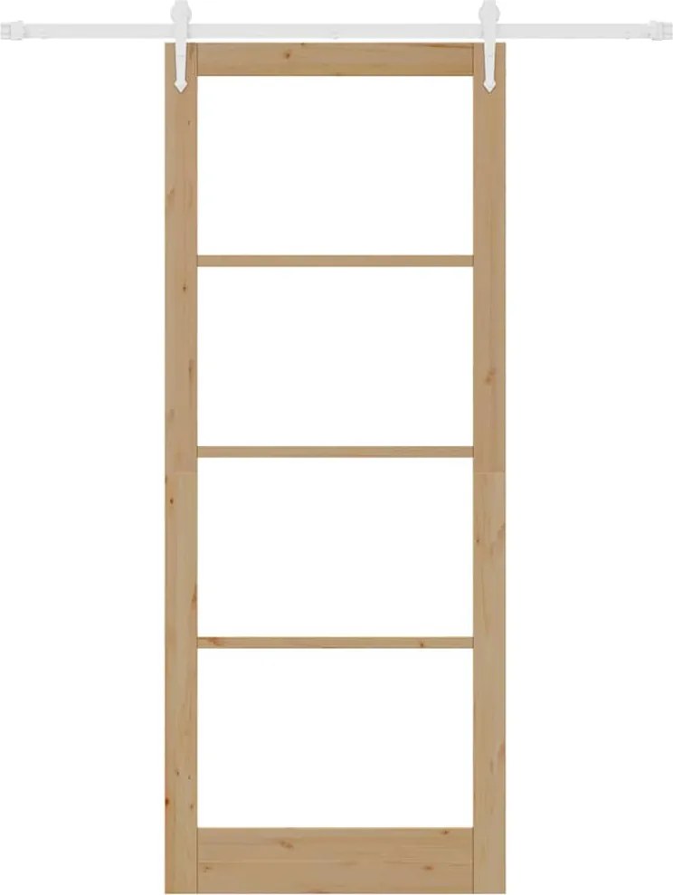 Posuvné dveře 93 x 232 cm Masivní borové dřevo a sklo Přírodní 3332375