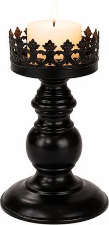 svícen, sada 2 ks, retro styl, železo, 19x11x11 cm, černá, Dekorino SD20260007