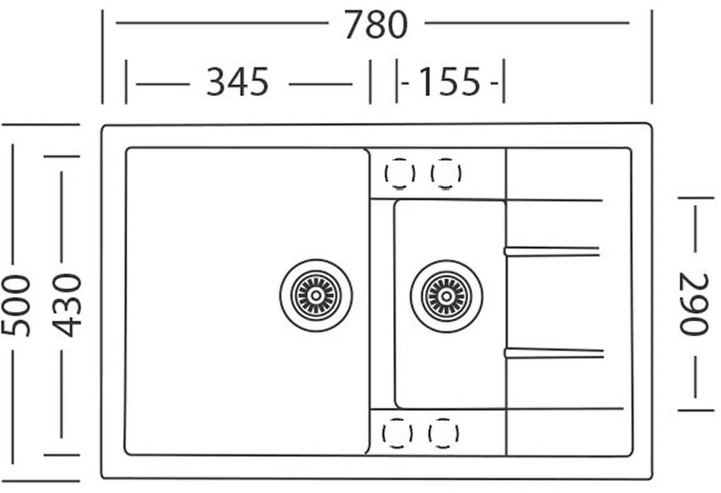Granitový dřez Sinks CRYSTAL 780.1 Metalblack