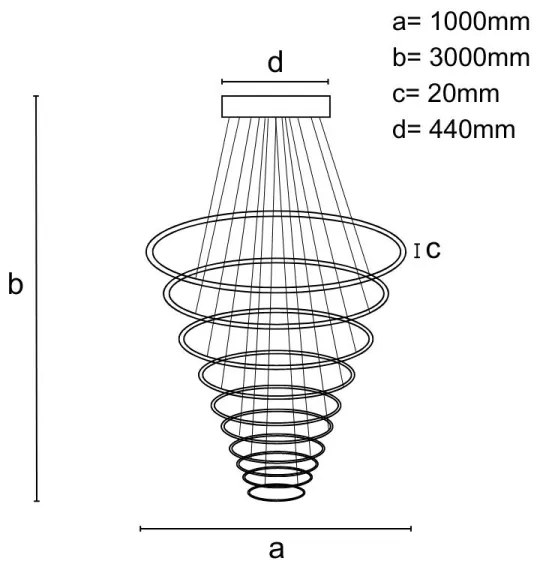 LED Stmívatelný lustr na lanku LED/370W/230V 3000-6500K + dálkové ovládání