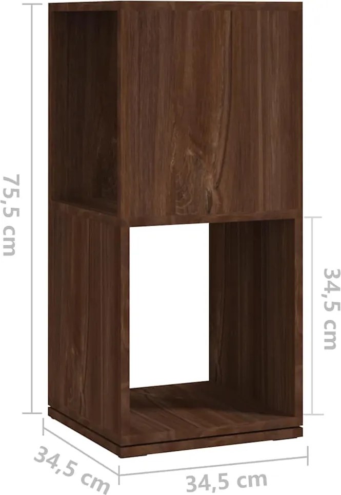 Otočná skříňka hnědý dub 34,5x34,5x75,5 cm kompozitní dřevo 339563