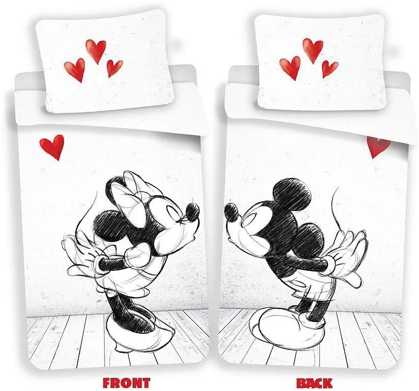 Jerry Fabrics Povlečení Mickey a Minnie láska 02 Bavlna 140x200 70x90