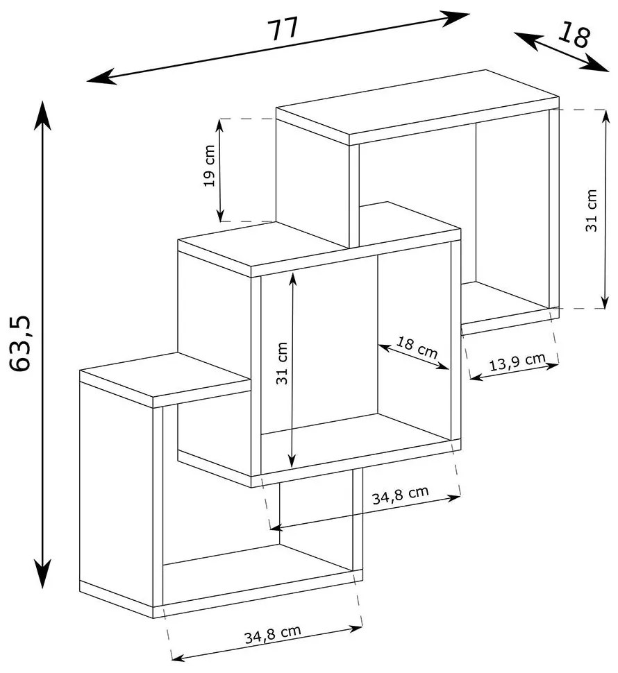 DALLAS s | závěsná police D30 | 77 cm | sonoma