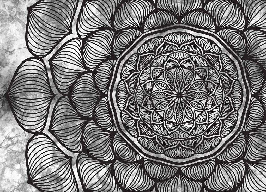 Malvis ® Tapeta Mandala černobílá Vel. (šířka x výška): 144 x 105 cm