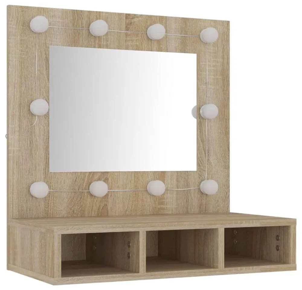Petromila Zrcadlová skříňka s LED dub sonoma 60 x 31,5 x 62 cm