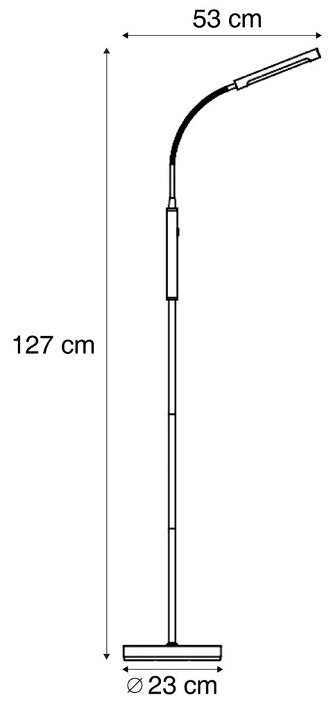 Moderní ocelová stojací lampa vč. LED 3-stupňové stmívatelné dobíjecí - Statler