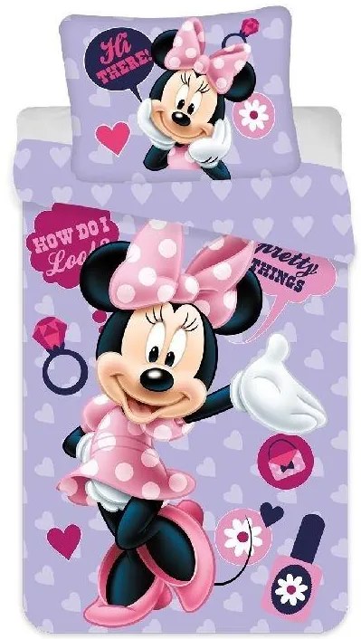 JERRY FABRICS Povlečení Minnie Purple 03 micro Polyester - mikrovlákno, 140/200, 70/90 cm