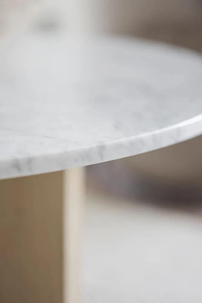 Rowico Bílý kulatý konferenční stolek Brooksville z mramoru a bělenými nohami