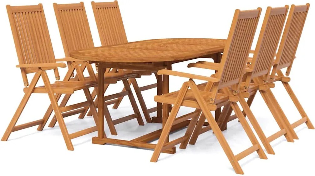 7dílný zahradní jídelní set masivní akáciové dřevo 120-170 cm 3079644