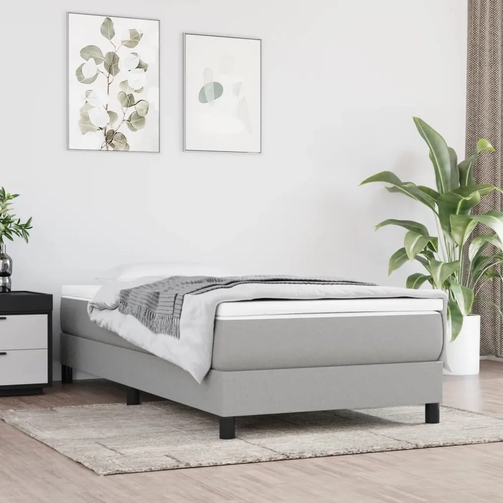 Box spring postel s matrací světle šedá 90x200 cm textil 3144045