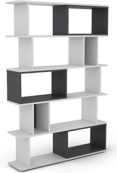 Vysoký regál/knihovna Cubix, bílý/grafitově šedý