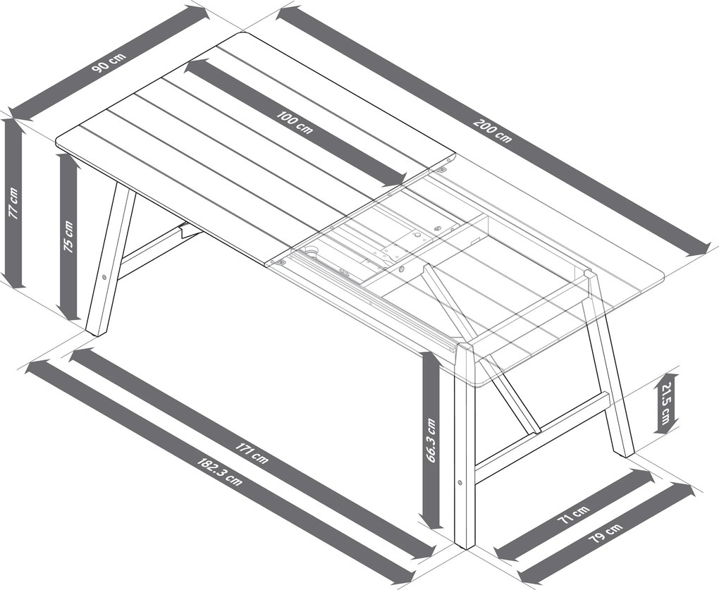 Tchibo - Rozkládací zahradní stůl s rustikální konstrukcí - barva: černá