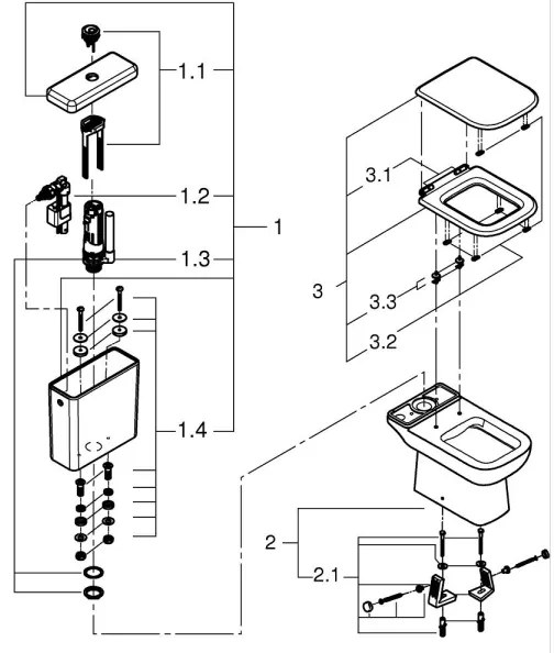 GROHE 39814000 - WC kombi set START EDGE 825 × 557 × 384 mm keramika/durobílá