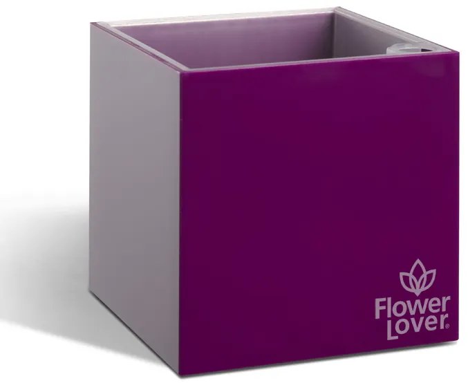 Samozavlažovací květináč Cubico 14x14x14 cm, fialový