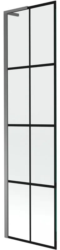 Mexen Next L, 1-křídlová vanová zástěna 50 x 150 cm, 6mm čiré sklo-černý vzor, grafitový profil, 895-050-000-03-77-95