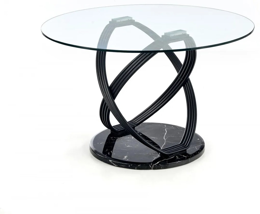 Kulatý jídelní stůl Optiko mramor/černý