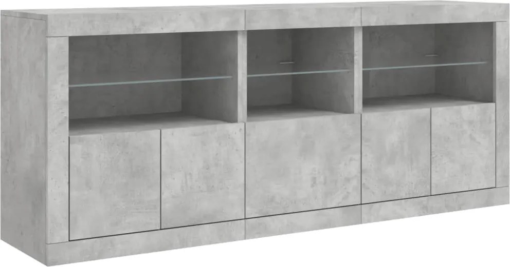 Příborník s LED osvětlením betonově šedý 162 x 37 x 67 cm 3208998