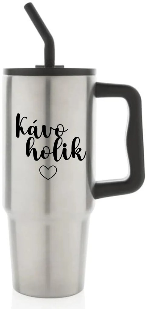 KÁVOHOLIK - stříbrný cestovní termohrnek 900 ml