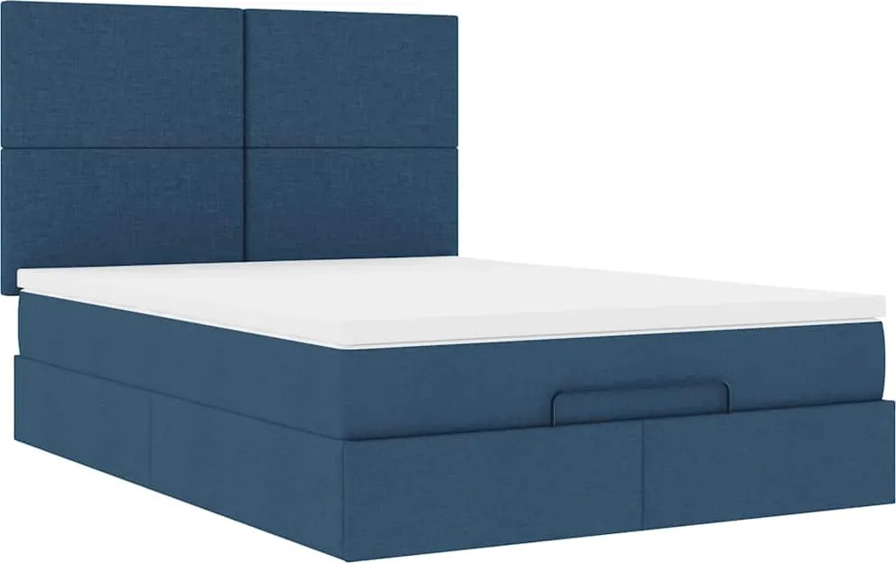 Osmanský rám postele s matrací modrá 140x200cm textil 3313084