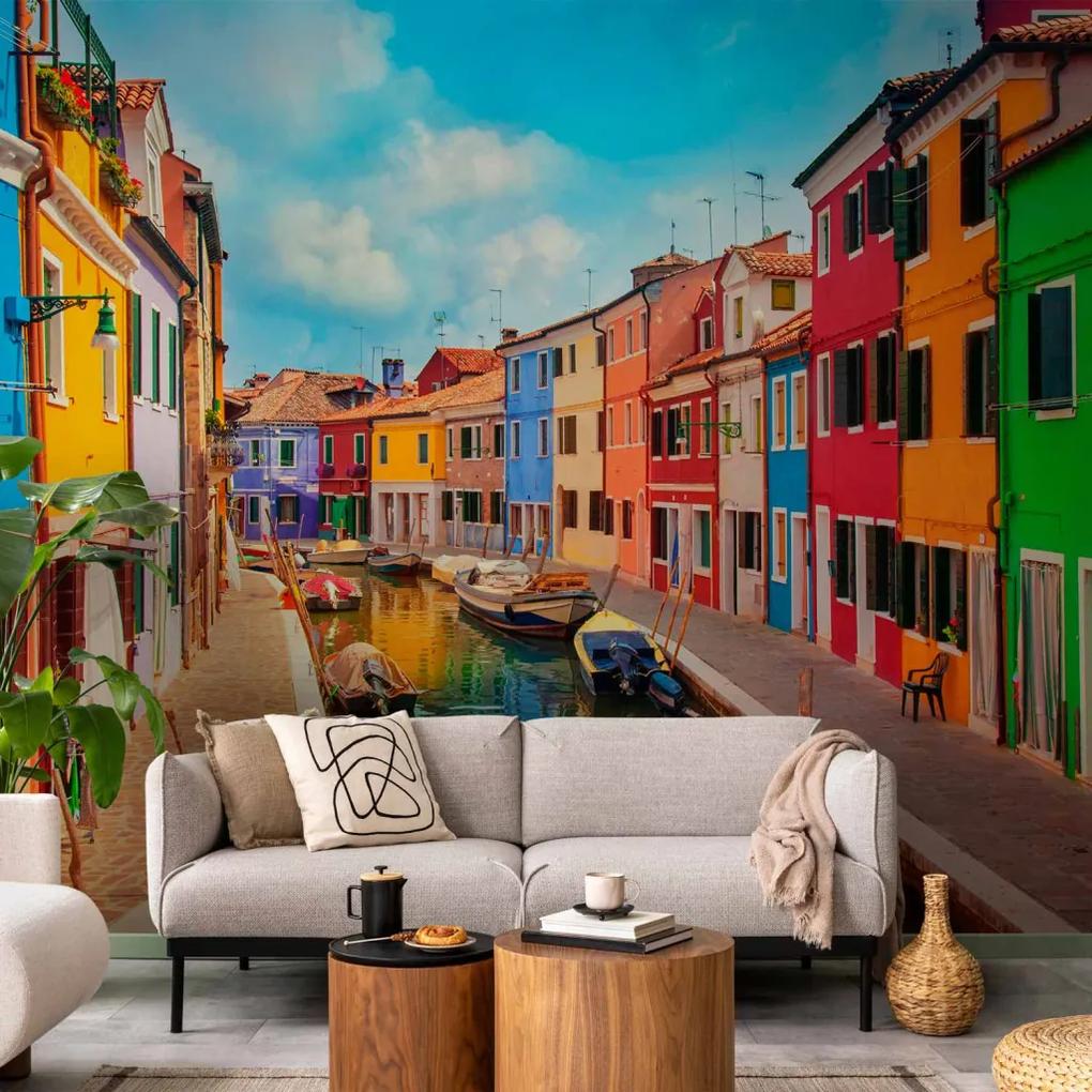 Fototapeta Městská architektura Benátek - barevné domky na vodě v Buranu
