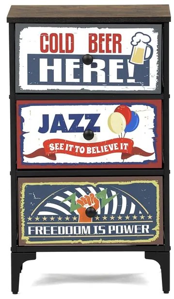 Komoda 45x30x77cm, mdf, vícebarevná, AUK-W2001 BK